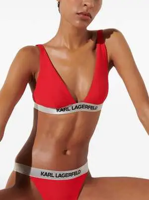 Karl Lagerfeld Logo-underband Triangle Bikini Top - Red