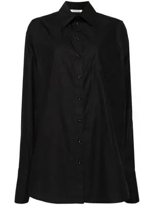 PETER DO Side-stripe Cotton Shirt - Black