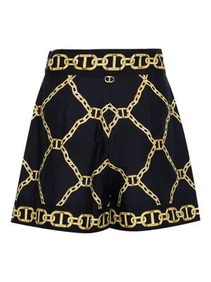 TWINSET Chain-print Wide-leg Shorts