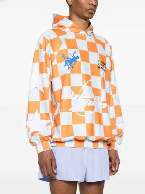 LIBERAL YOUTH MINISTRY Logo Checkerboard-print Hoodie - Orange