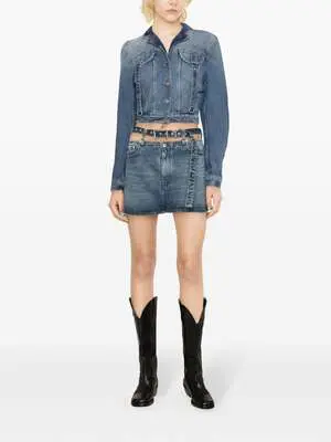 Off-White Strap-detailing Cropped Denim Jacket