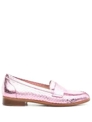 P.a.r.o.s.h Snakeskin-effect Metallic Loafers - Pink