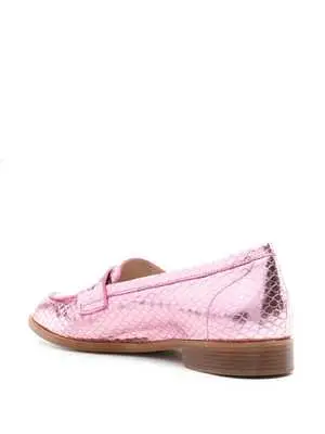 P.a.r.o.s.h Snakeskin-effect Metallic Loafers - Pink