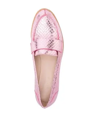 P.a.r.o.s.h Snakeskin-effect Metallic Loafers - Pink