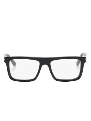 Gucci Logo-engraved Square-frame Glasses - Black