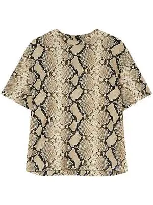 JIL SANDER Snakeskin-print Cotton T-shirt - Brown