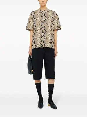 JIL SANDER Snakeskin-print Cotton T-shirt - Brown