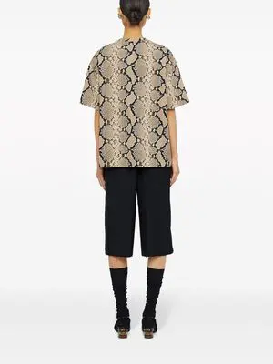 JIL SANDER Snakeskin-print Cotton T-shirt - Brown