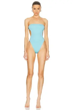 Saint Laurent Cut Out One Piece Swimsuit - Bleu Topaze