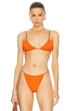 Saint Laurent Triangle Bikini Top - Orange