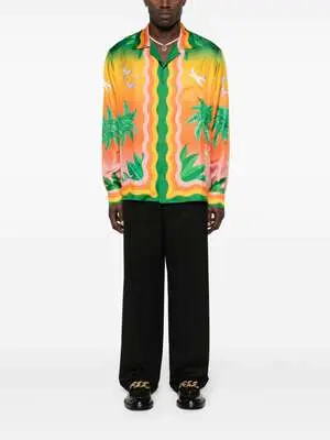 Casablanca Tennis Club En Fleur Silk Shirt - Green
