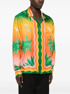 Casablanca Tennis Club En Fleur Silk Shirt - Green