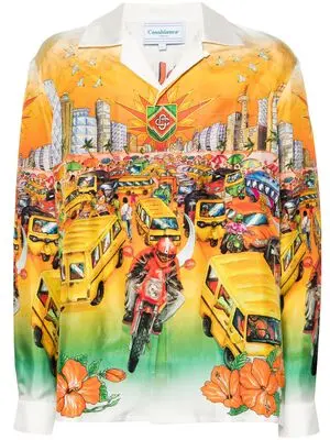 Casablanca Traffic Silk Shirt - Orange