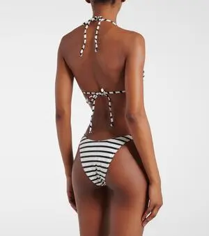 SAME Rosette '90s Striped Bikini Bottoms - White