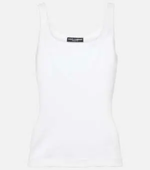 Dolce & Gabbana Ribbed-knit Cotton Tank Top - White
