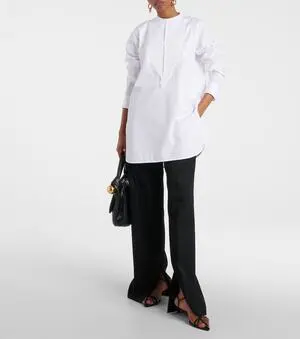 JIL SANDER Embroidered Cotton Poplin Blouse