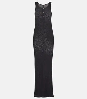 AMI Paris Knitted Cotton Maxi Dress - Black