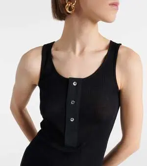 AMI Paris Knitted Cotton Maxi Dress - Black