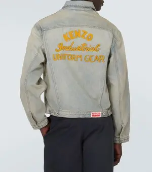 Kenzo Drawn Varsity Embroidered Denim Jacket
