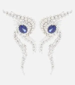 Yeprem 18kt White Gold Diamond And Sapphire Earrings - Silver