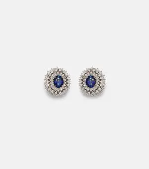 Yeprem 18kt White Gold Diamond And Sapphire Earrings - Silver