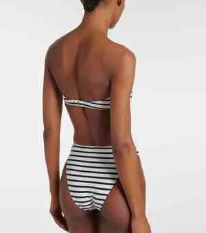SAME Rose Striped High-rise Bikini Bottoms