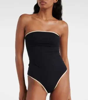 TOTEME Strapless Jersey Swimsuit - Black