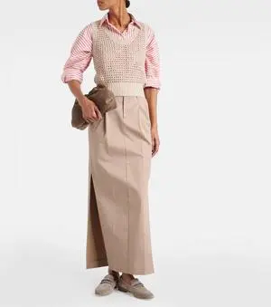 Brunello Cucinelli Sequined Open-knit Vest - Beige