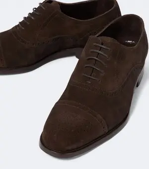 Manolo Blahnik Witney Suede Brogues - Brown