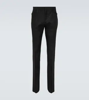 TOM FORD Atticus Striped Mohair-blend Jacquard Slim Pants - Black