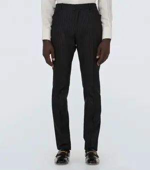 TOM FORD Atticus Striped Mohair-blend Jacquard Slim Pants