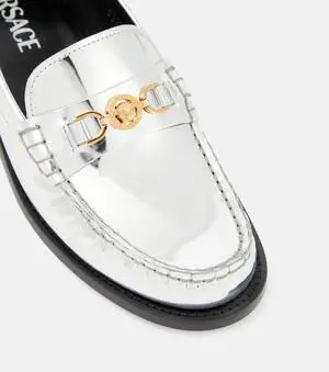 Versace Medusa '95 Metallic Leather Loafers - Silver