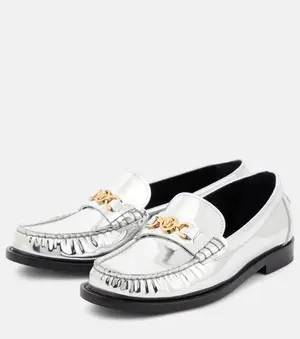 Versace Medusa '95 Metallic Leather Loafers - Silver