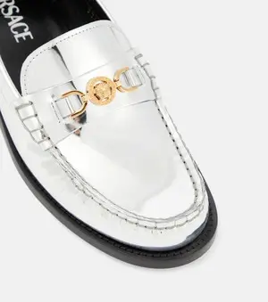 Versace Medusa '95 Metallic Leather Loafers - Silver