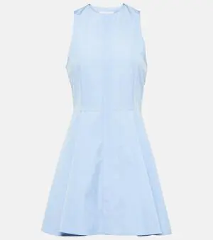 AMI Paris Godet Cotton Poplin Shirt Dress - Blue