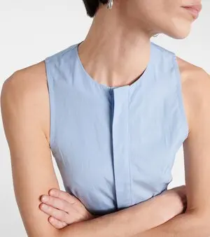 AMI Paris Godet Cotton Poplin Shirt Dress - Blue