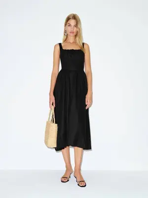 REFORMATION Balia Linen Dress Black