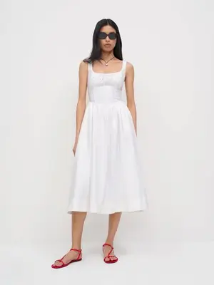 REFORMATION Balia Linen Dress - Ivory