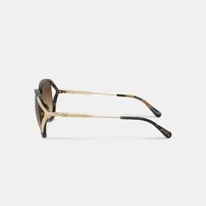 COACH Bandit Oversized Square Sunglasses - Dark Tortoise/gold