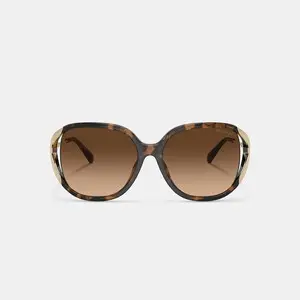 COACH Bandit Oversized Square Sunglasses - Dark Tortoise/gold