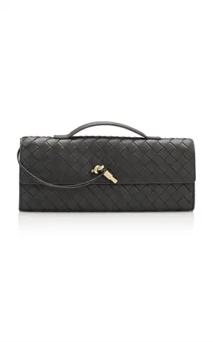 Bottega Veneta Long Andiamo Intrecciato Leather Clutch - Black