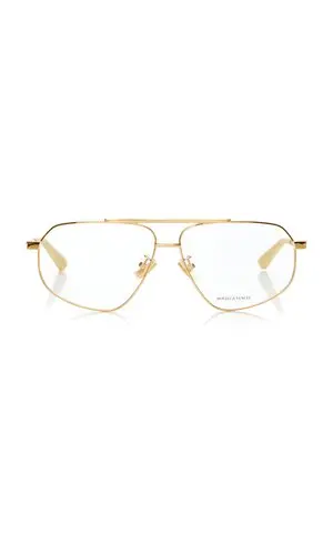 Bottega Veneta Aviator-frame Metal Glasses - Gold