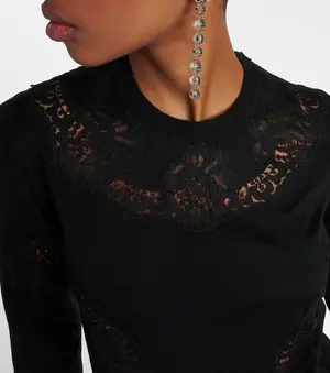 Dolce & Gabbana Lace-trimmed Cashmere-blend Sweater