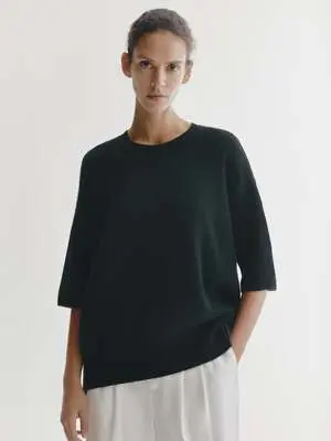 LISA YANG Camille Heavy Knit Cashmere Sweater - Black