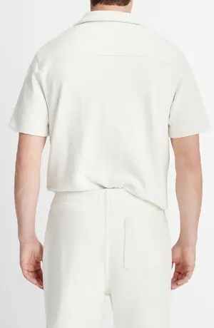 Vince Bouclé Knit Short Sleeve Camp Shirt - Bone