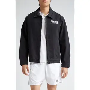 PALMES Organic Cotton Gothic Logo Jacket - Black