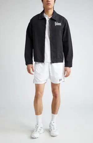 PALMES Organic Cotton Gothic Logo Jacket - Black