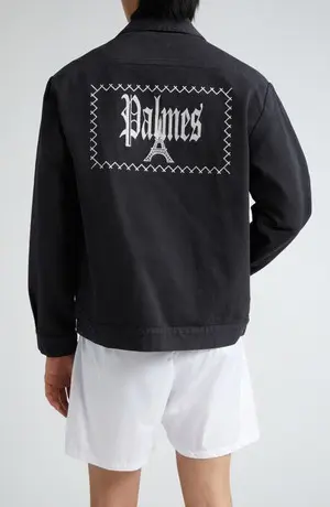 PALMES Organic Cotton Gothic Logo Jacket - Black