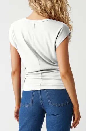 Michael Stars Joni Power Shoulder Rib Top - Chalk