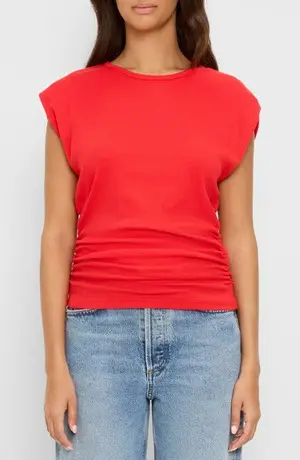Michael Stars Joni Power Shoulder Rib Top - Samba